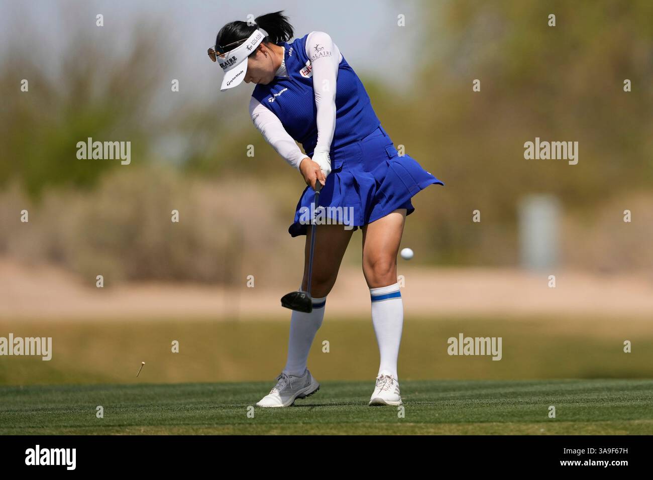 Ina Yoon, of South Korea, hits from the fourth tee during the final ...