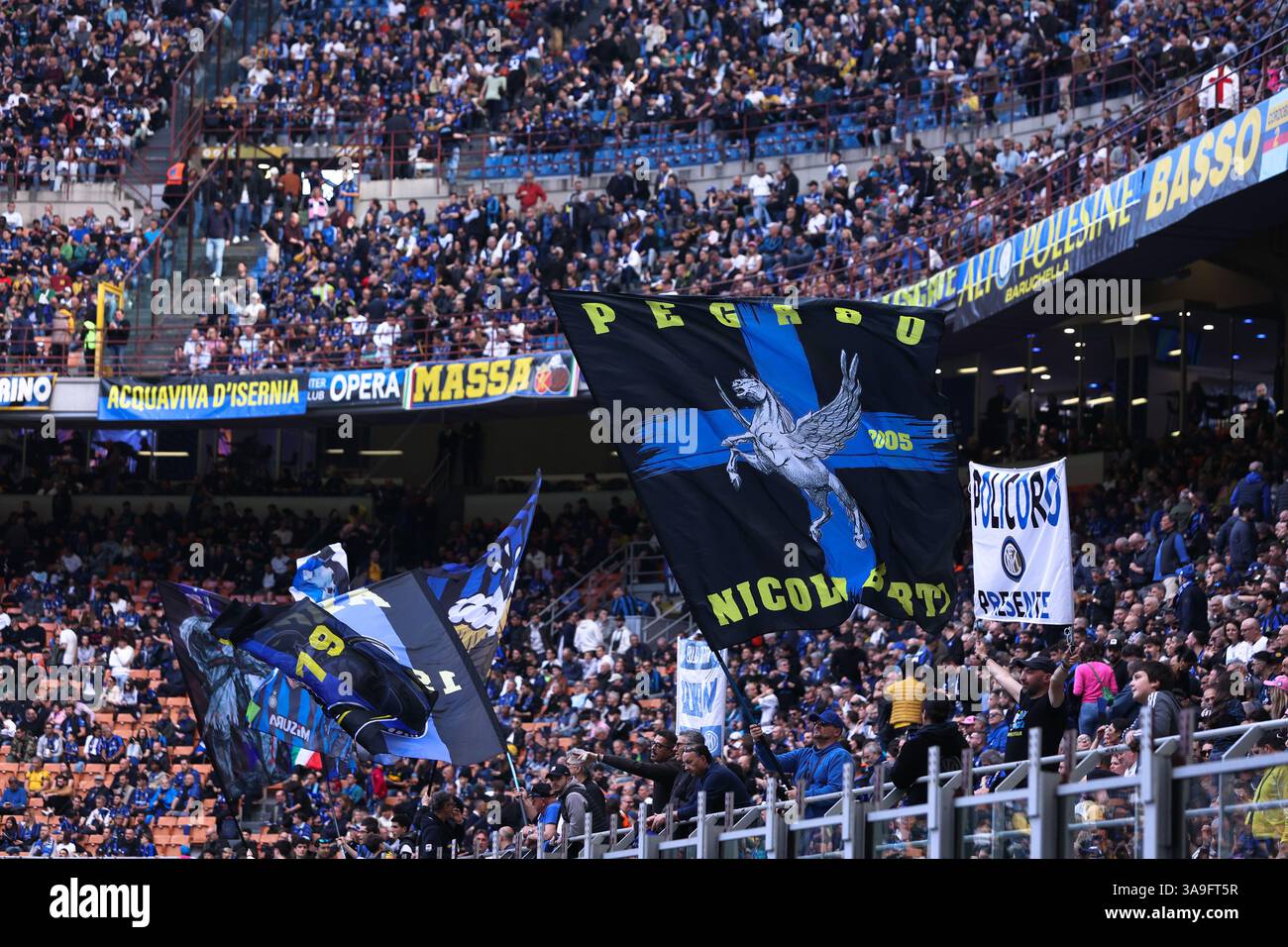 Milan, Italy. 30th Mar, 2025. Italy, Milan, 2025 03 30: supporters of ...