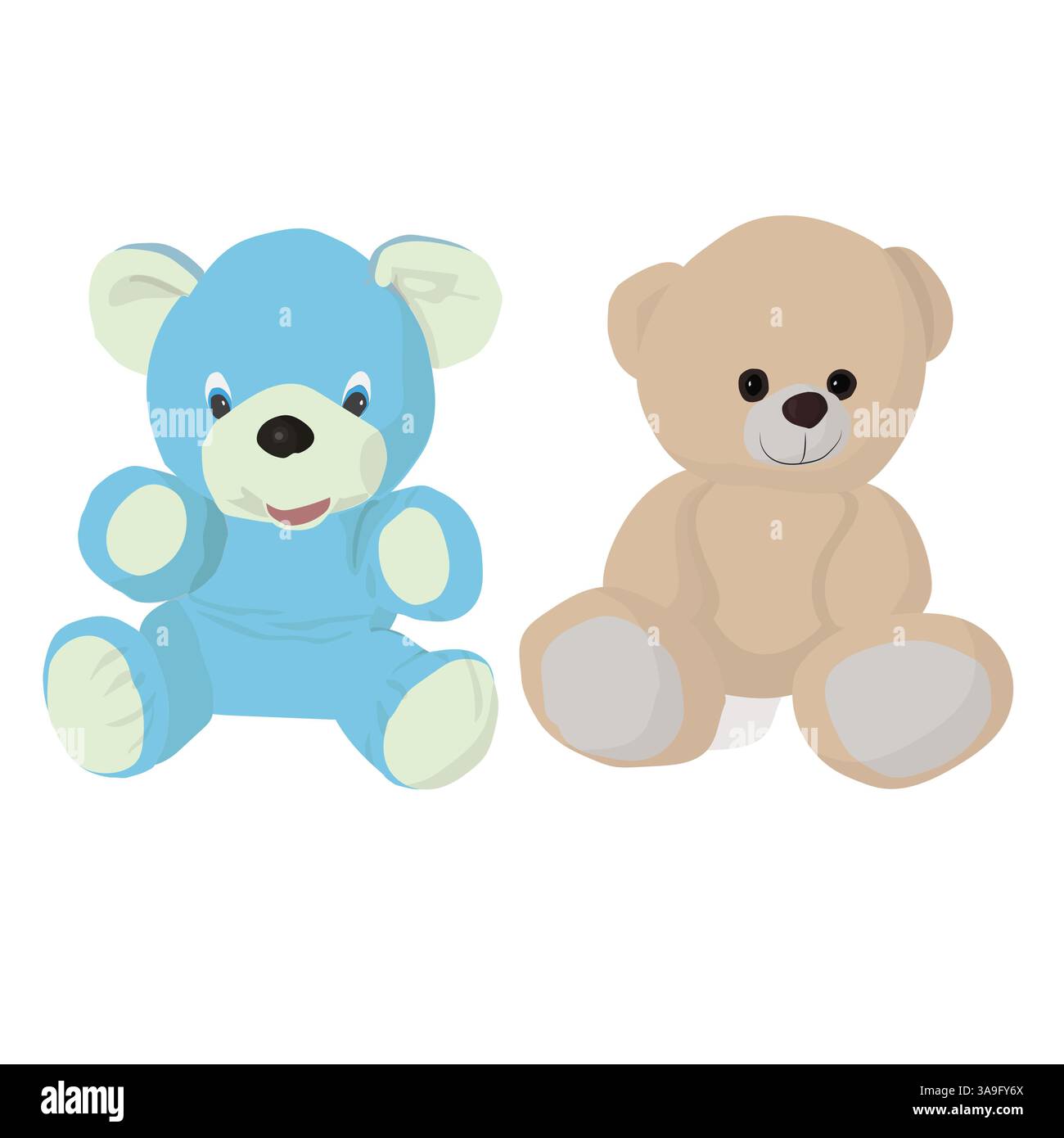 Couple of cute teddy bears. Vector illustration isolated on white background Stock Vector Image ...