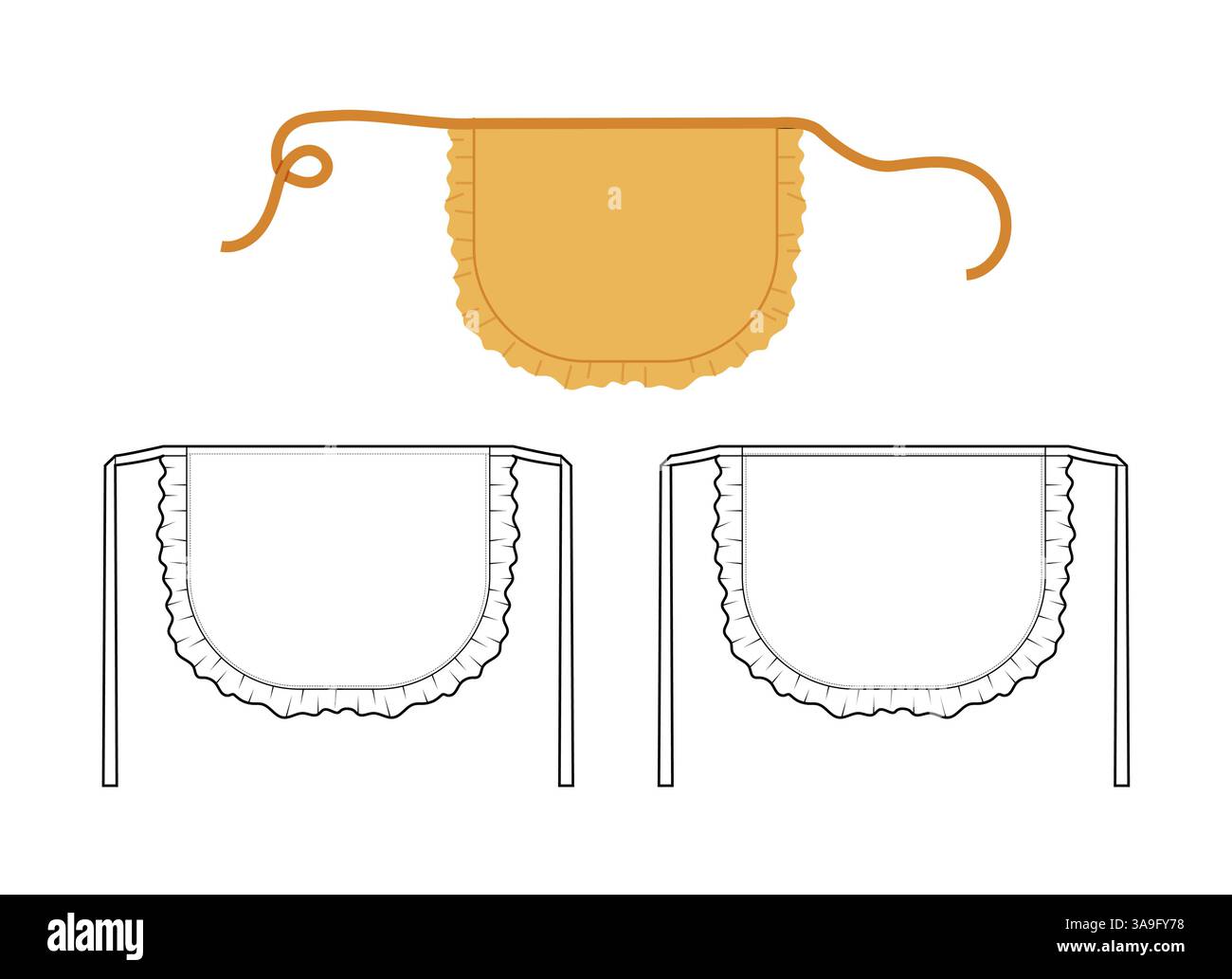 Set of Maid Aprons with Ruffles Scalloped technical fashion ...