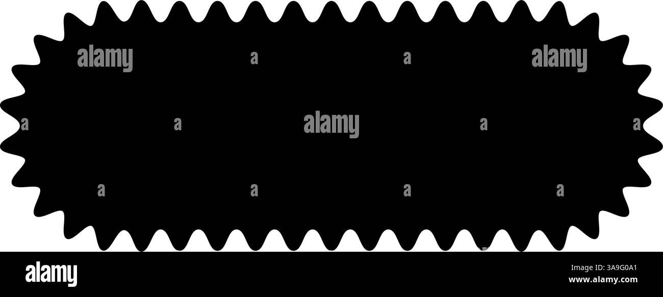 Oval rectangle shape with wavy edges. Rectangular form with frilly borders. Empty textbox ...