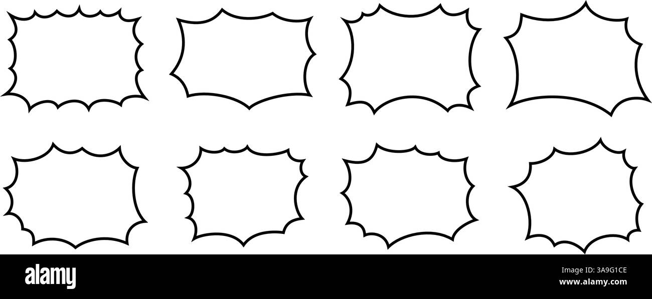 Set of blank comic speech bubbles. Anime dialogue frames. Emphasis ...