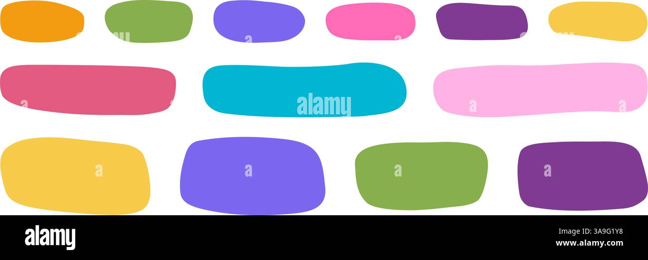 Set of cute shapes in doodle style. Organic forms for text boxes, tags ...