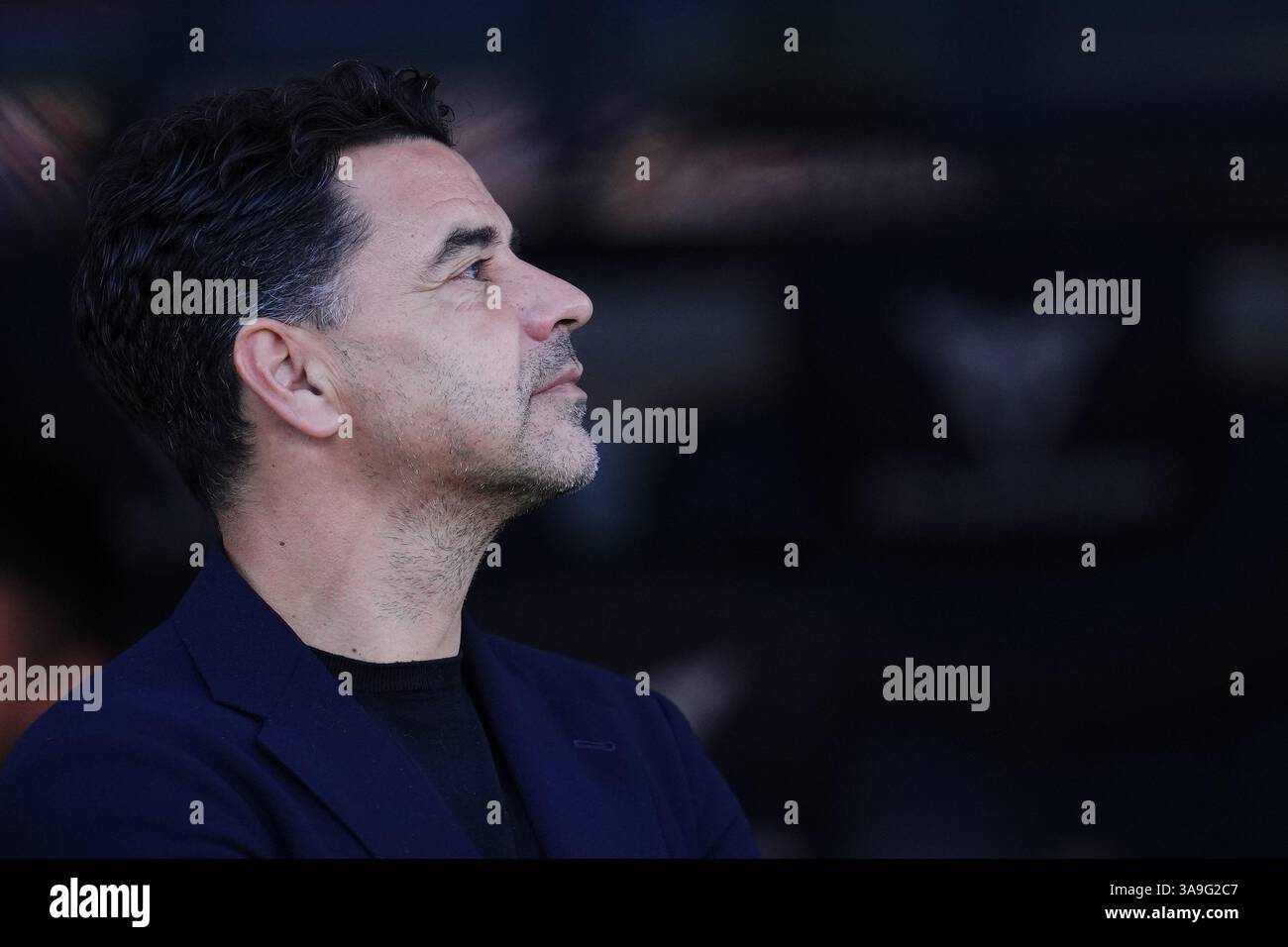 Barcelona, Spain. 31st Mar, 2025. Girona FC head coach Michel Sanchez during the La Liga EA ...