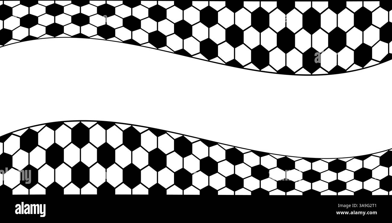Wavy black and white hexagon pattern. Soccer ball print background with ...