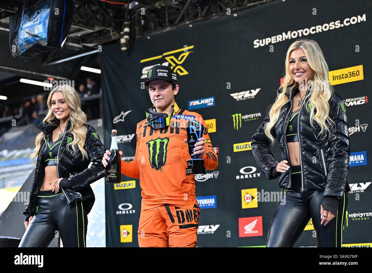 Seattle, WA, USA. 29th Mar, 2025. Haiden Deegan on the podium with his ...