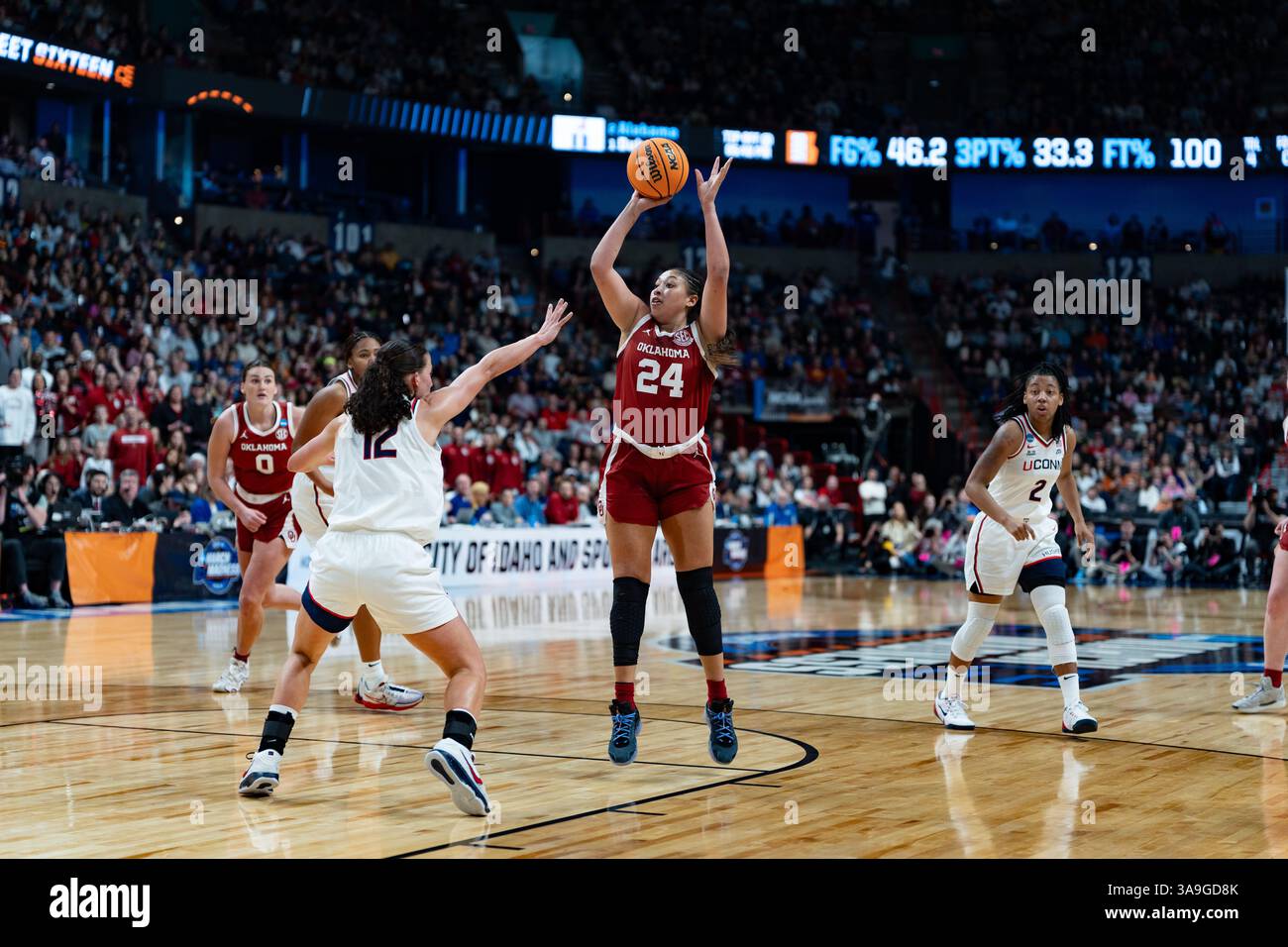 Spokane, United States. 29th Mar, 2025. Oklahoma Sooners forward Skylar ...