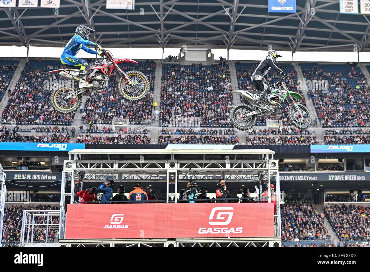 March 29, 2025: Hunter Yoder (63) and Brandon Ray (388) fly over the ...