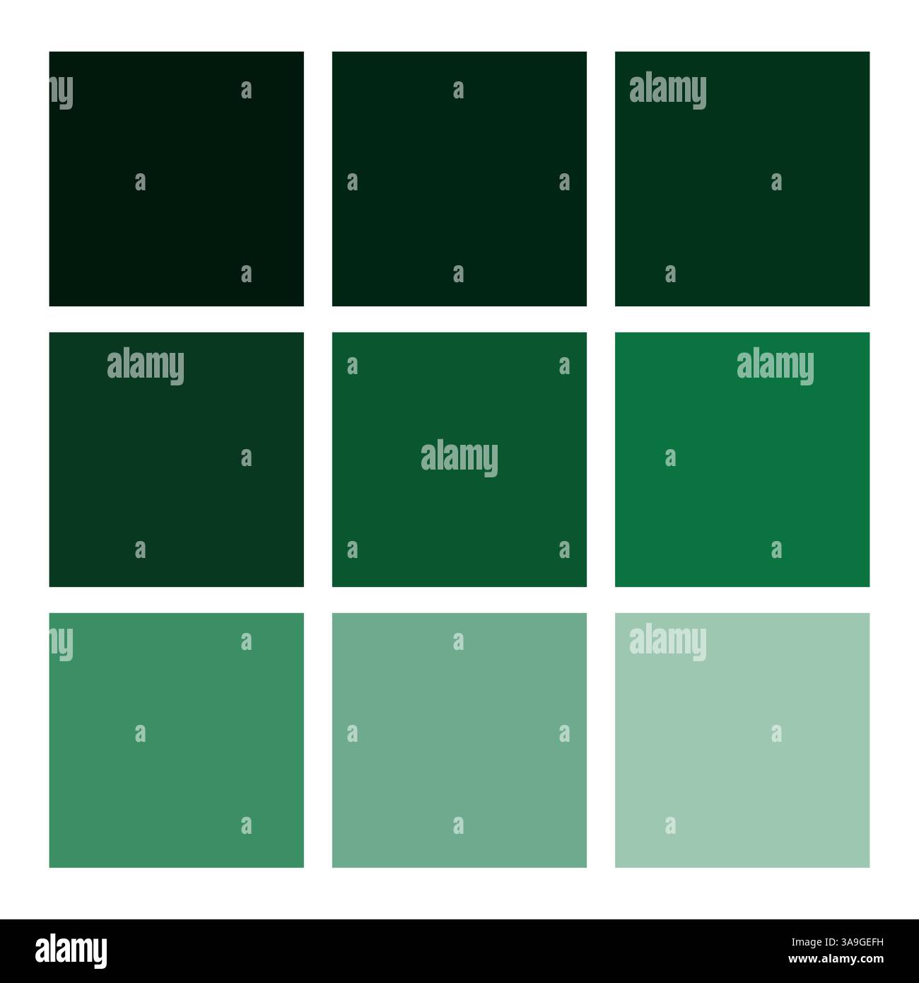 Green color palette. Gradient square arrangement. Nature inspired tones ...