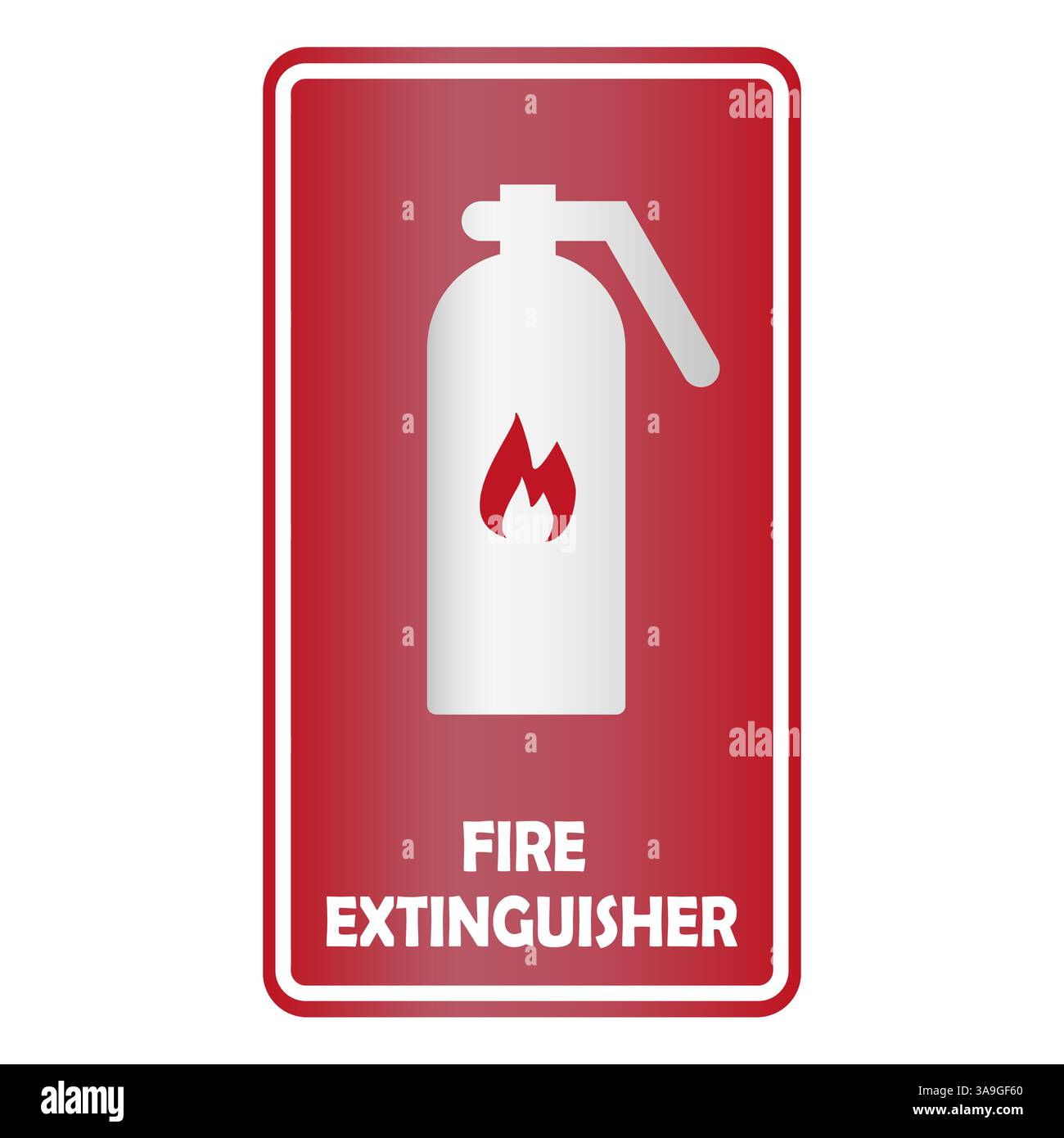 FIRE EXTINGUISHER. White cylinder shape. Protective safety label ...