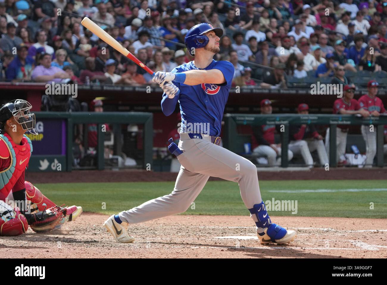 Chicago Cubs' Kyle Tucker hits a three run home run against the Arizona ...