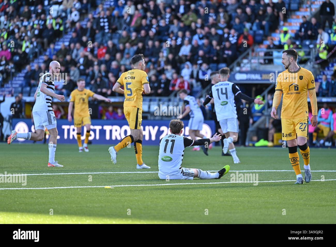 Falkirk, Scotland, UK. 30th March, 2025. Kyle Hurst of Queen's Park ...