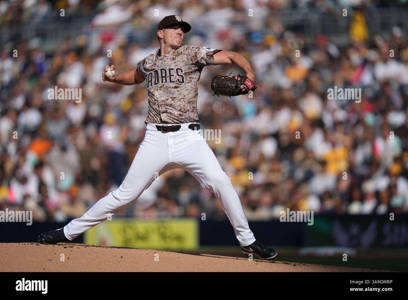 San Diego Padres starting pitcher Nick Pivetta works against an Atlanta ...