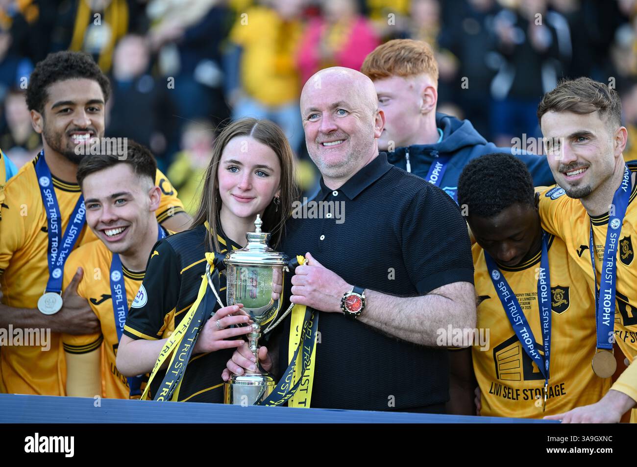 Falkirk, Scotland, UK. 30th March, 2025. Livingston manager David ...