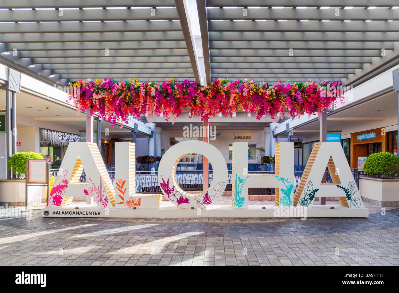 Oahu, Hawaii, USA - February 23, 2024 - The Aloha sign welcoming ...
