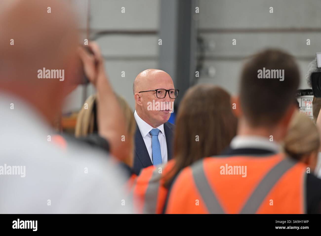 Tomago, Australia. 31st Mar, 2025. Leader of the Opposition Peter ...
