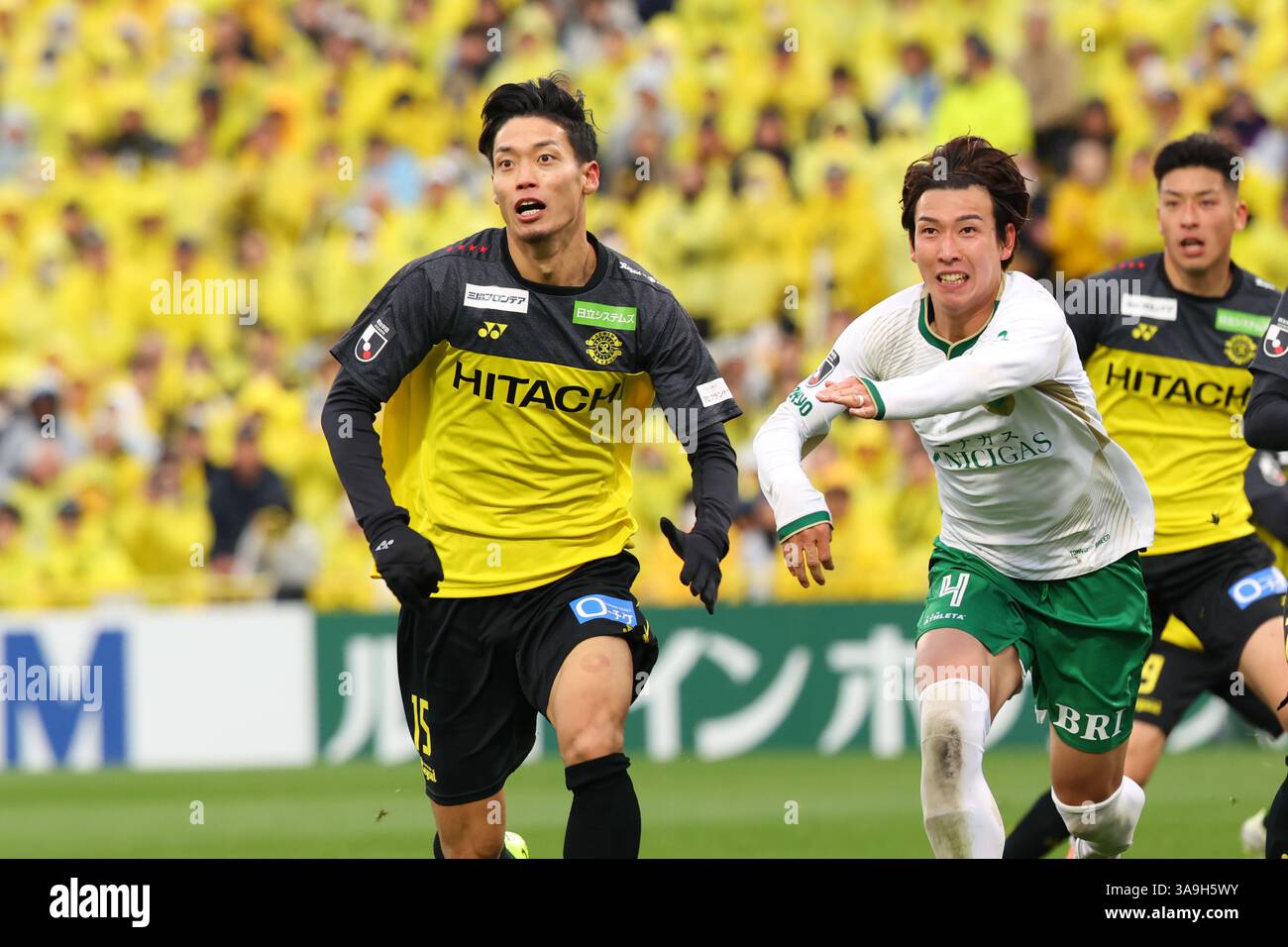(L-R) Kosuke Kinoshita (Reysol), Naoki Hayashi (Verdy), MARCH 29, 2025 ...