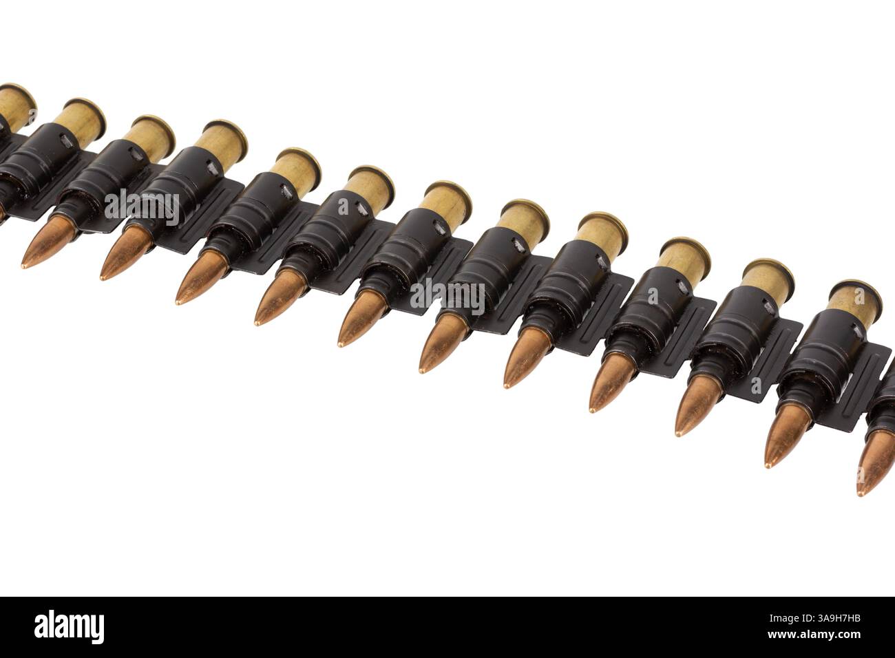 Machine Gun Ammo Belt with Ammunition isolated on white background ...