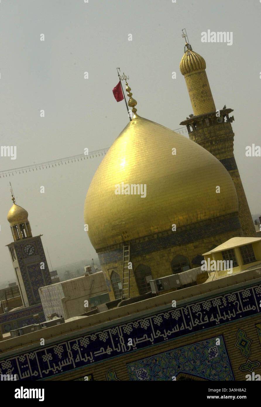 Aug 23, 2003; Karbala, IRAQ; The gold plated dome of the Karbala Mosque ...
