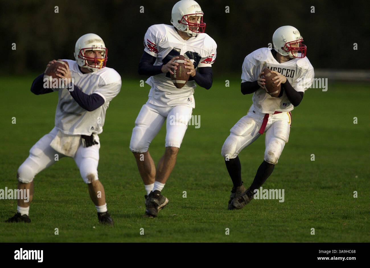 Practicing as quarterbacks for the first ever Hobs vs. Hoses football ...
