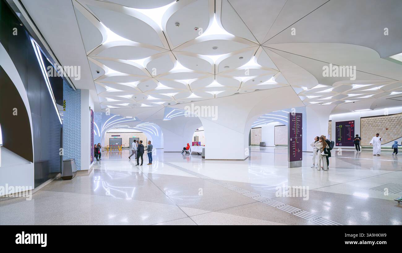 Doha, Qatar - Jan 06 2024, a panoramic view of white walls of Doha’s ...