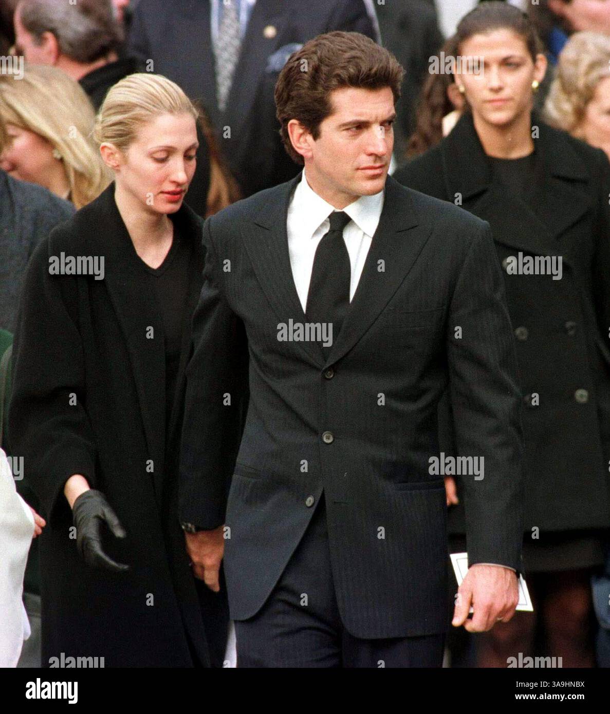 Jan 03, 1998; Centerville, USA; JOHN F. KENNEDY JR. with CAROLYN after MICHAEL KENNEDY's funeral ...