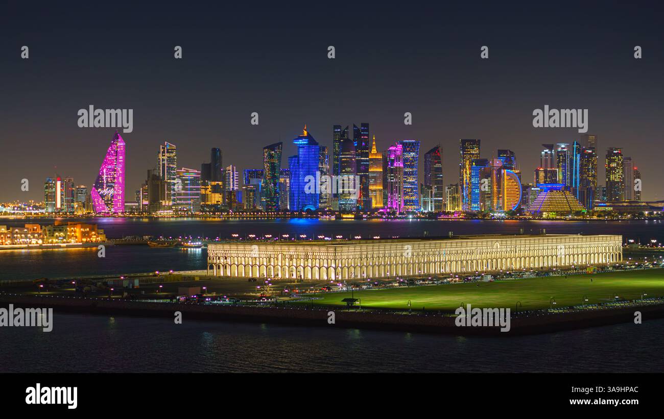 Doha, Qatar - Jan 07 2024, Aerial view of the new cruise terminal of ...