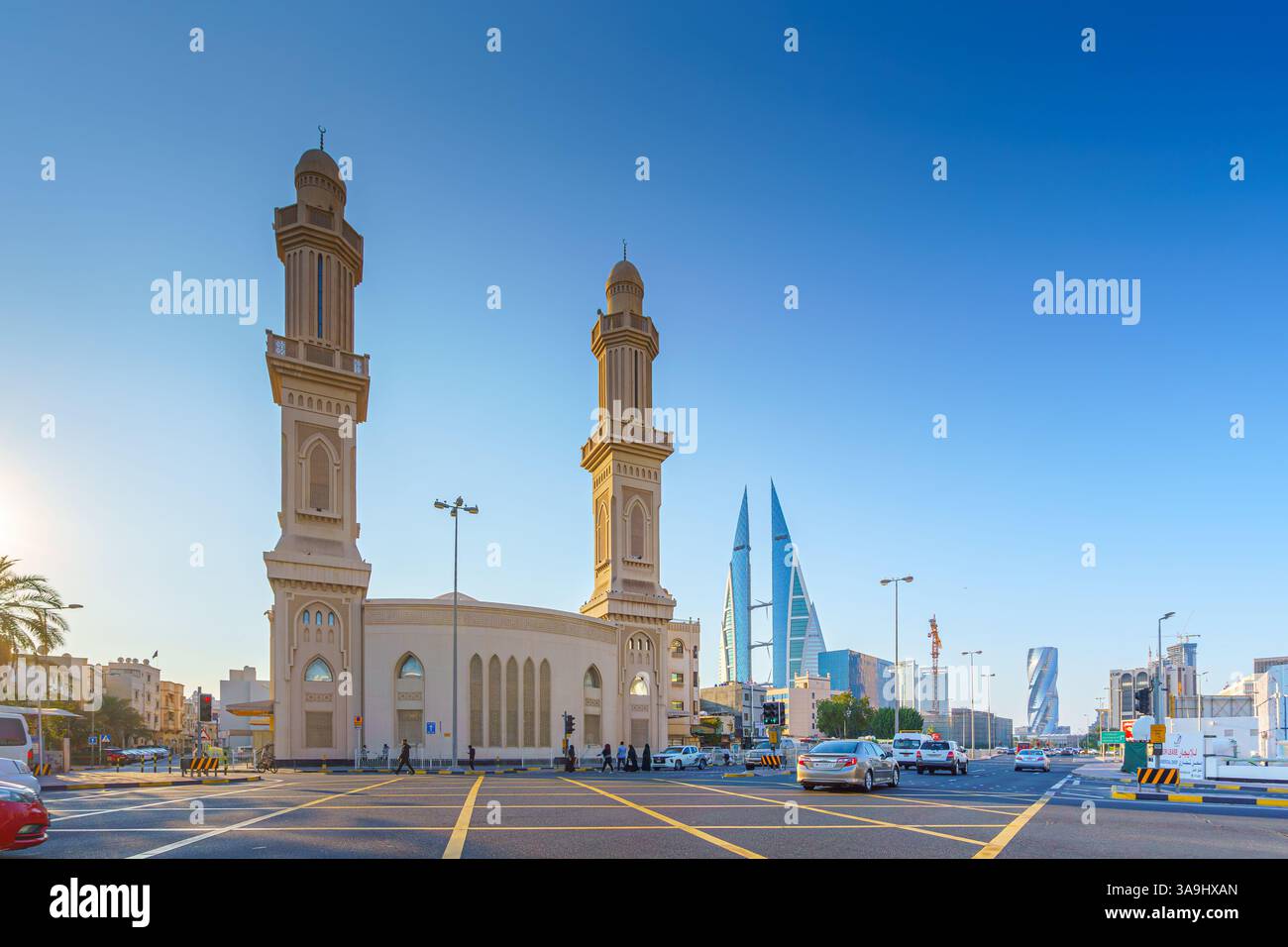Manama, Bahrain - Jan 08 2024, Close up view of Ras Rumman Mosque, with ...
