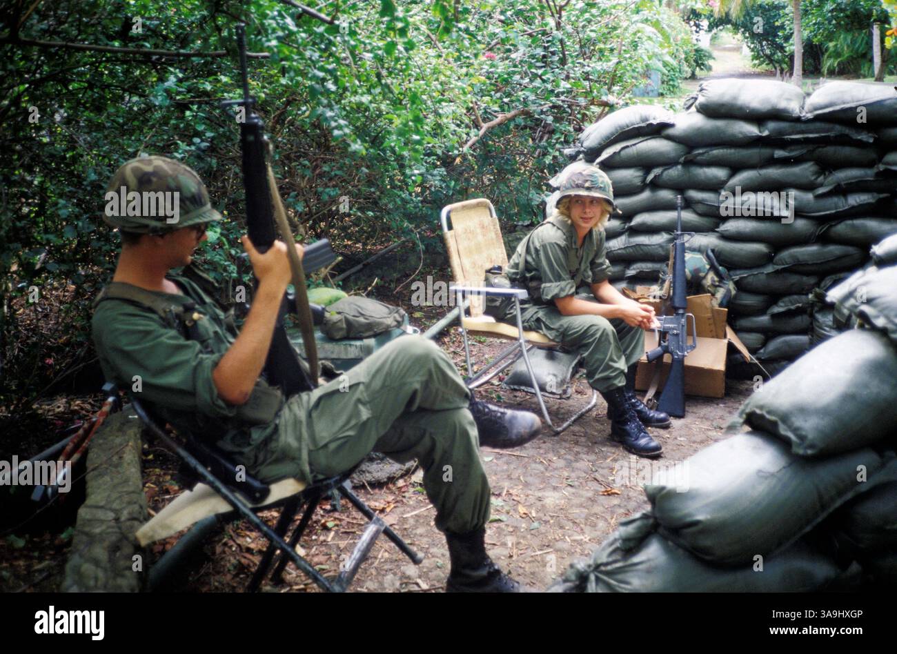 Nov 05, 1983; St. George's, GRENADA; American military troops pictured in Grenada during the ...