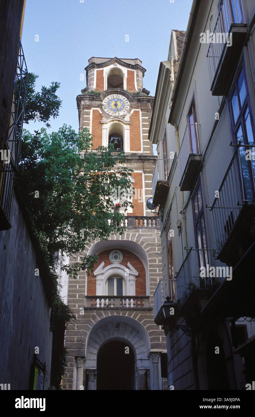 May 27, 2002; Sorrento, ITALY; Belltower with clock in Sorrento, Italy ...