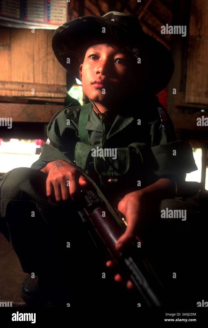 Jan 31, 2004; Wah Lay Khee, Karen State, Burma; A child soldier with ...