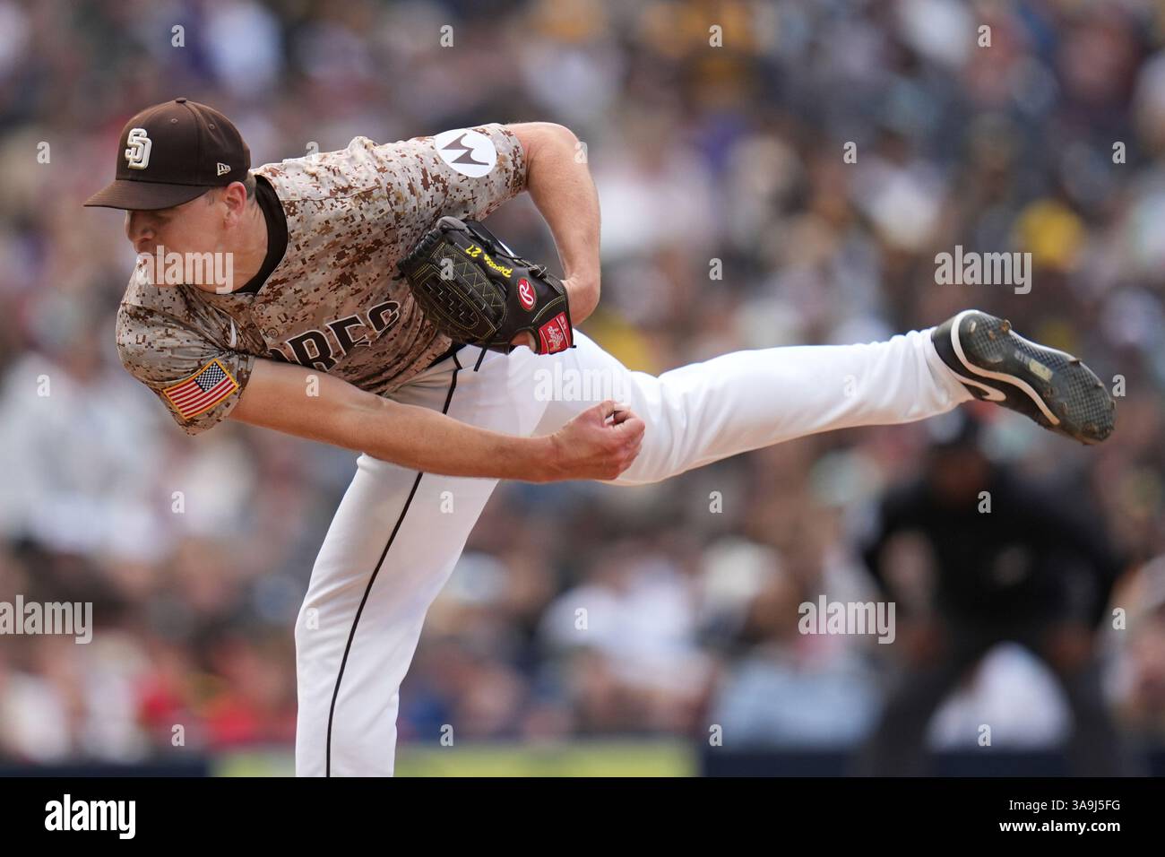 San Diego Padres starting pitcher Nick Pivetta works against an Atlanta ...