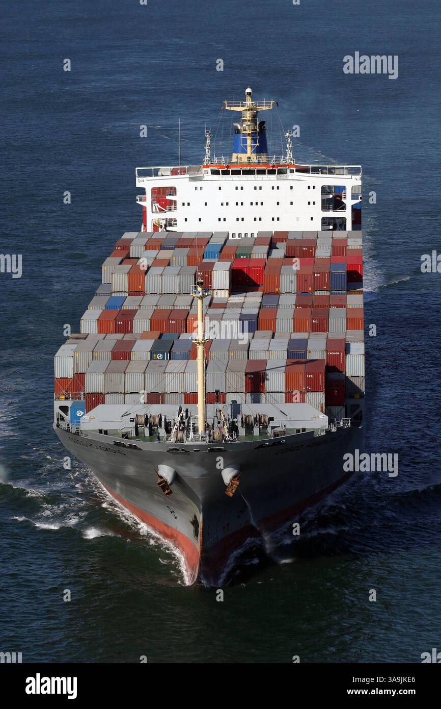 Aug 22, 2006; San Francisco, CA, USA; A fully-loaded container ship ...