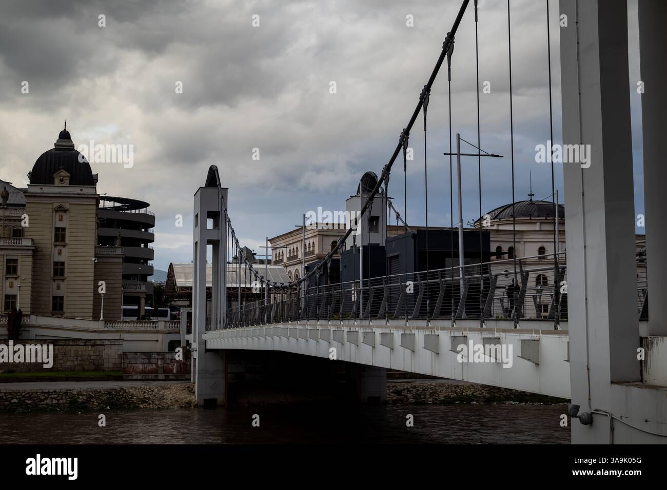 Modern Pedestrian Bridge in Skopje, North Macedonia Stock Photo - Alamy