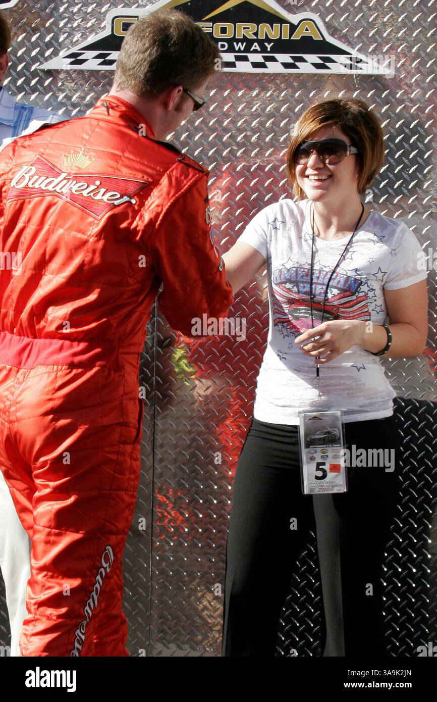 Sep 04, 2006; Fontana, CA, USA; DALE EARNHARDT JR is greeted by Grand ...