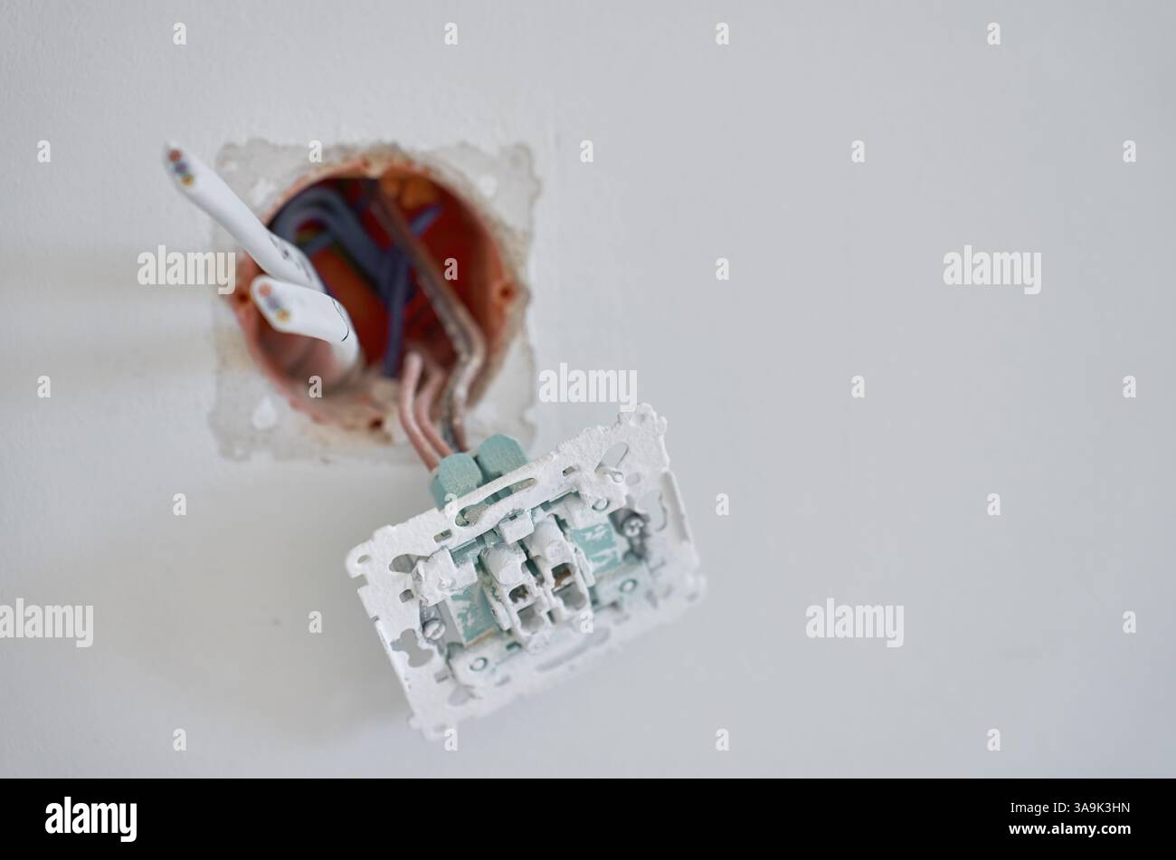 Light switch installation during renovation. Electrical switches with ...