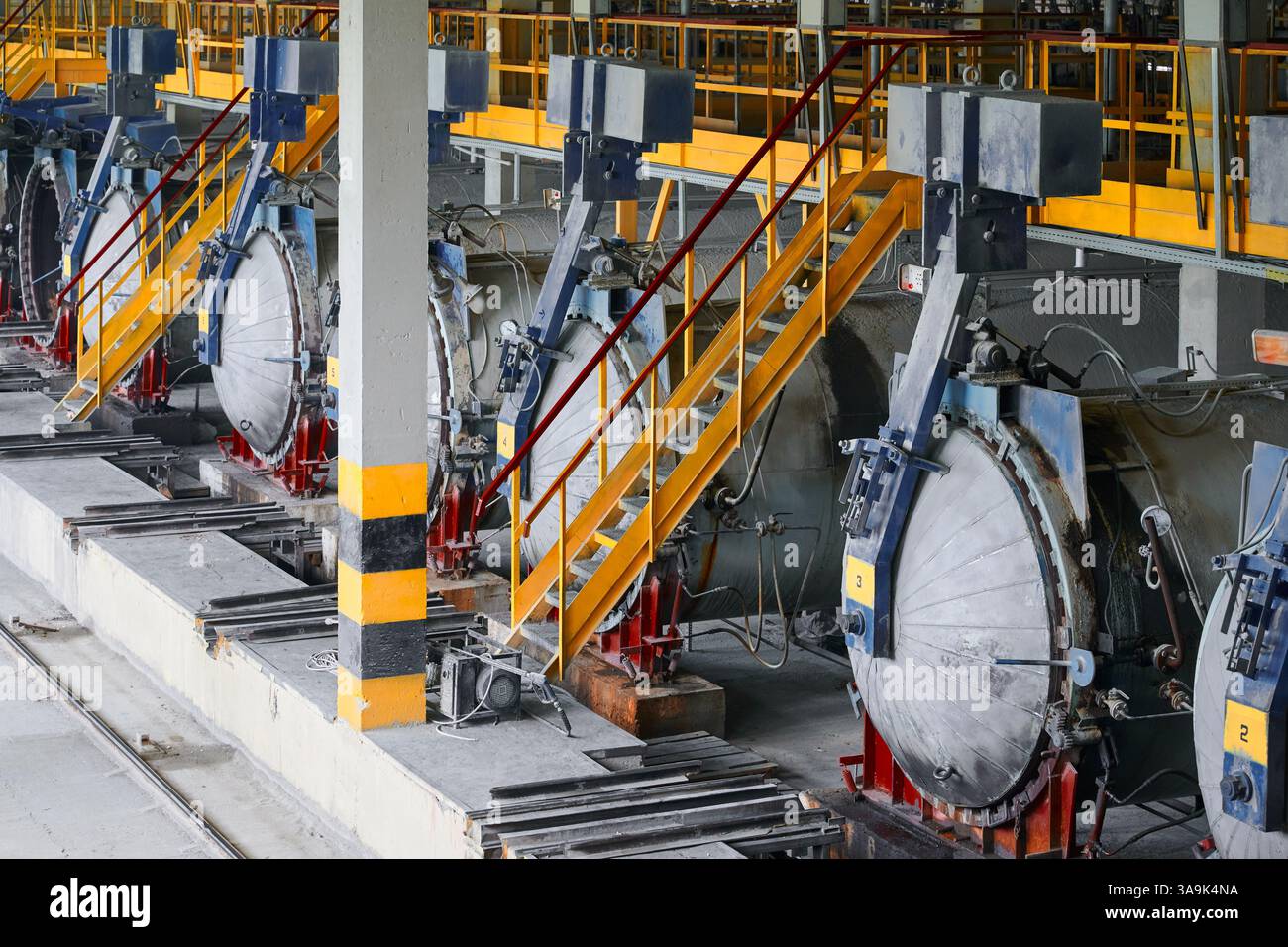 Autoclave workshop with tanks for concrete blocks hardening Stock Photo ...