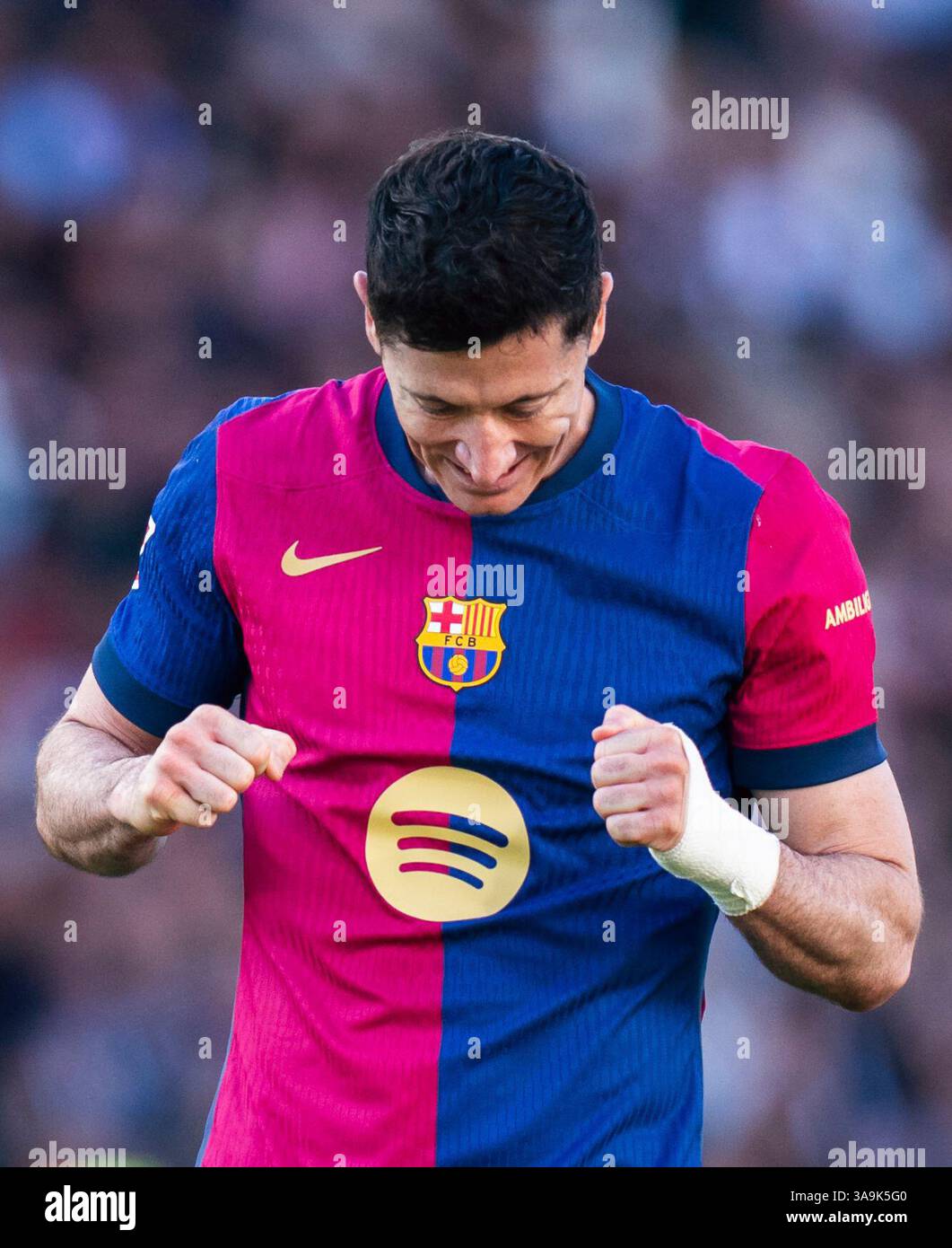 Barcelona, Spain. 30th Mar, 2025. Robert Lewandowski of FC Barcelona ...