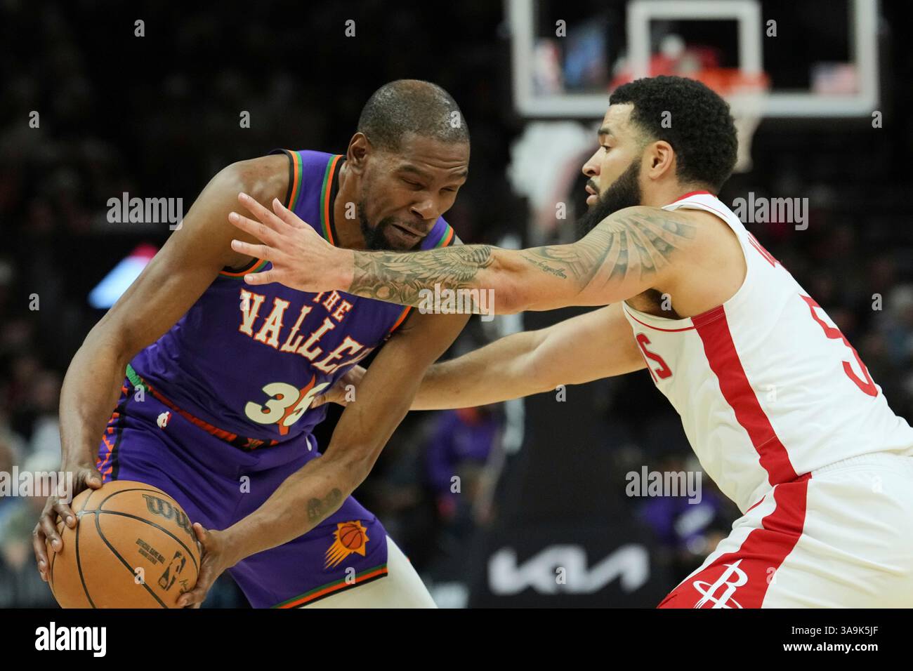 Phoenix Suns Forward Kevin Durant 35 Gets Hit In The Face By Houston