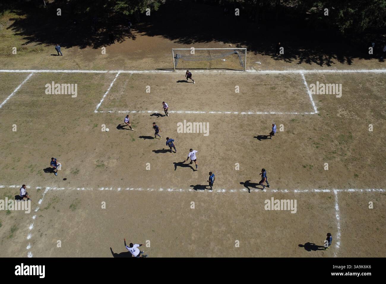 Aerial view of the Santa Cecilia Tepetlapa soccer field, know as Gods ...