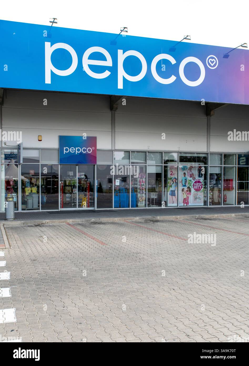 Levice, Slovakia - July, 11 , 2024 : Pepco shop entrance. Brand logo ...