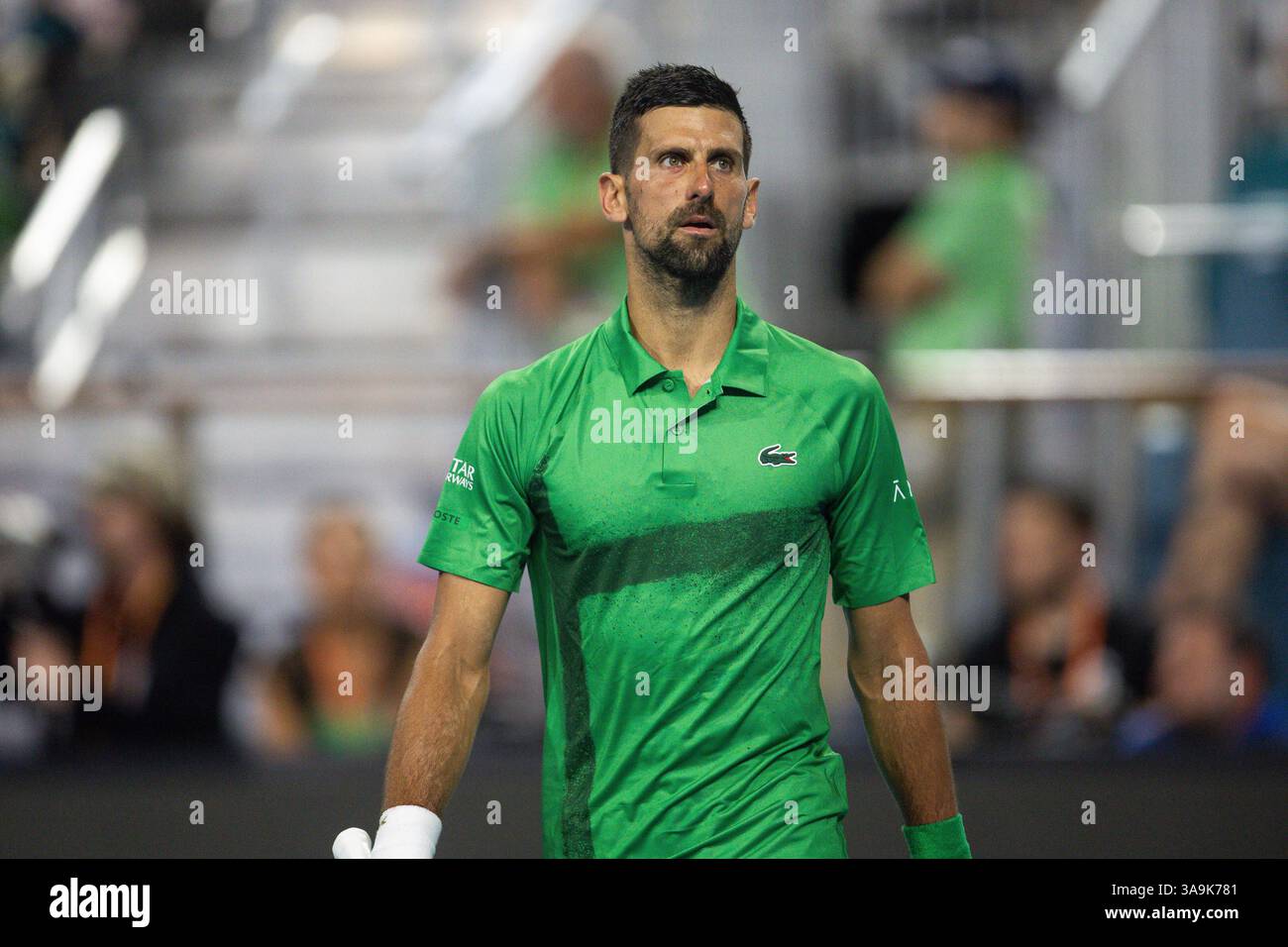 Close up of Novak Djokovic of Serbia with a sty in his eye in the Men's ...