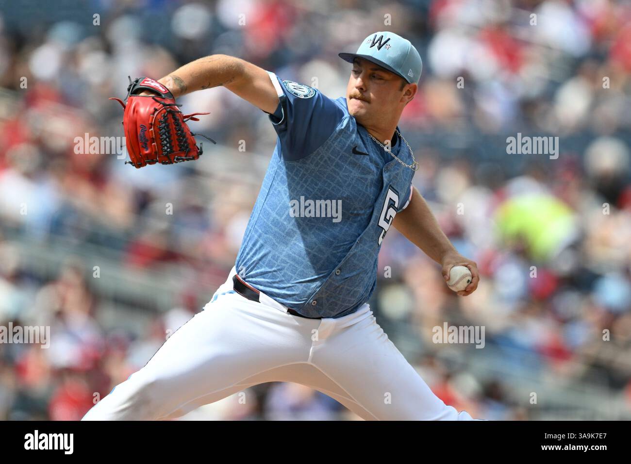 Washington Nationals pitcher Mitchell Parker throws during the second ...