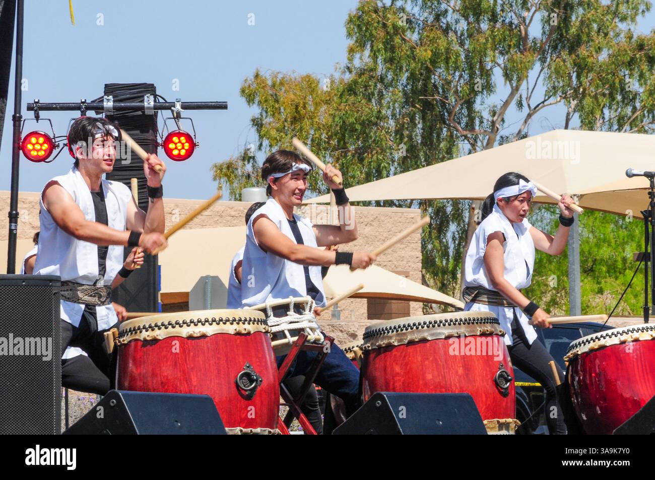 March 30, 2025, Mesa, Arizona, USA: Taiko drummers perform during the ...