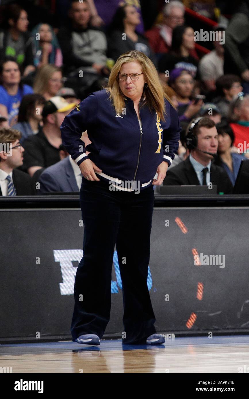 UCLA head coach Cori Close watches the first half against LSU in the ...