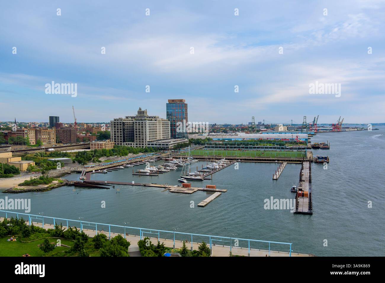 Enjoy skyline at downtown Brooklyn marina view with boats anchored near ...