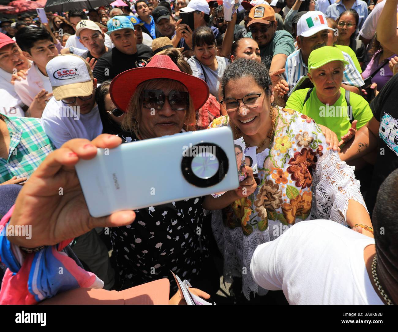Minister Lenia Batres, holds a rally in the main square Zocalo, as part ...