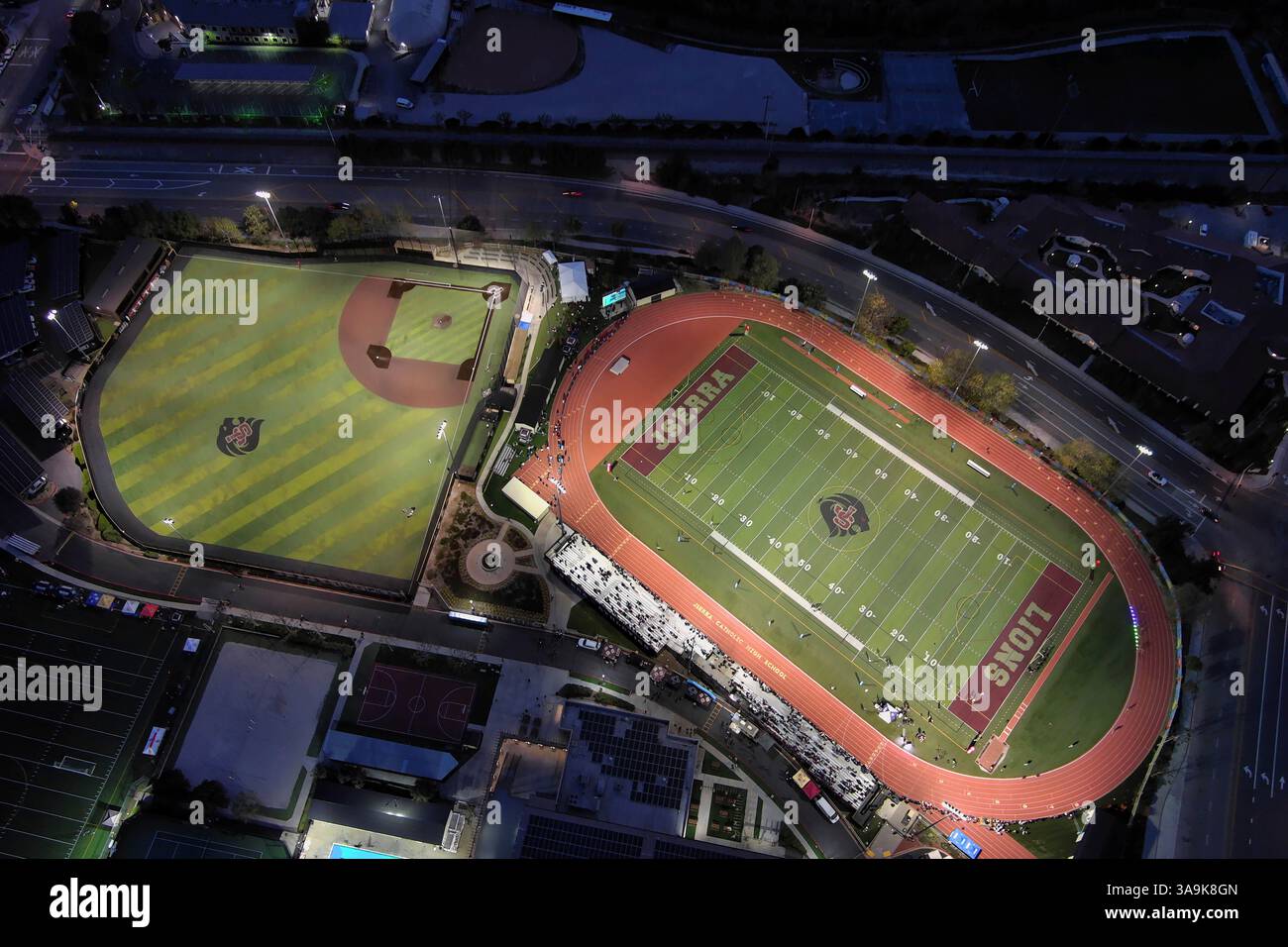 A general overall aerial view of the JSerra Catholic High School track ...