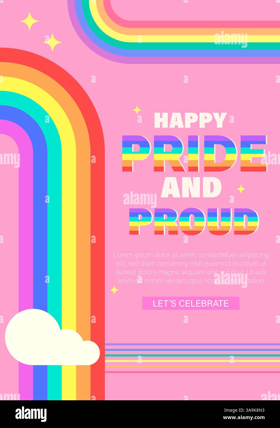 Happy Pride and Proud with Colorful Rainbows, vector illustration Stock ...
