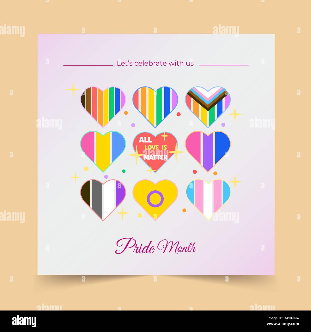 Colorful heart designs celebrating diversity and love for Pride Month ...